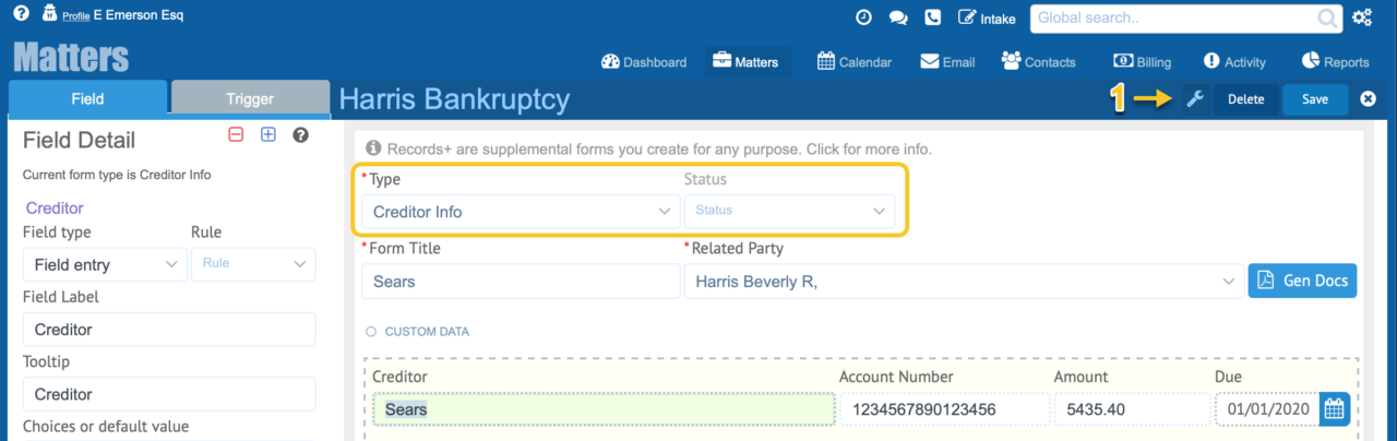 HoudiniEq Customizing Forms | HoudiniEsq Legal Practice Management Software