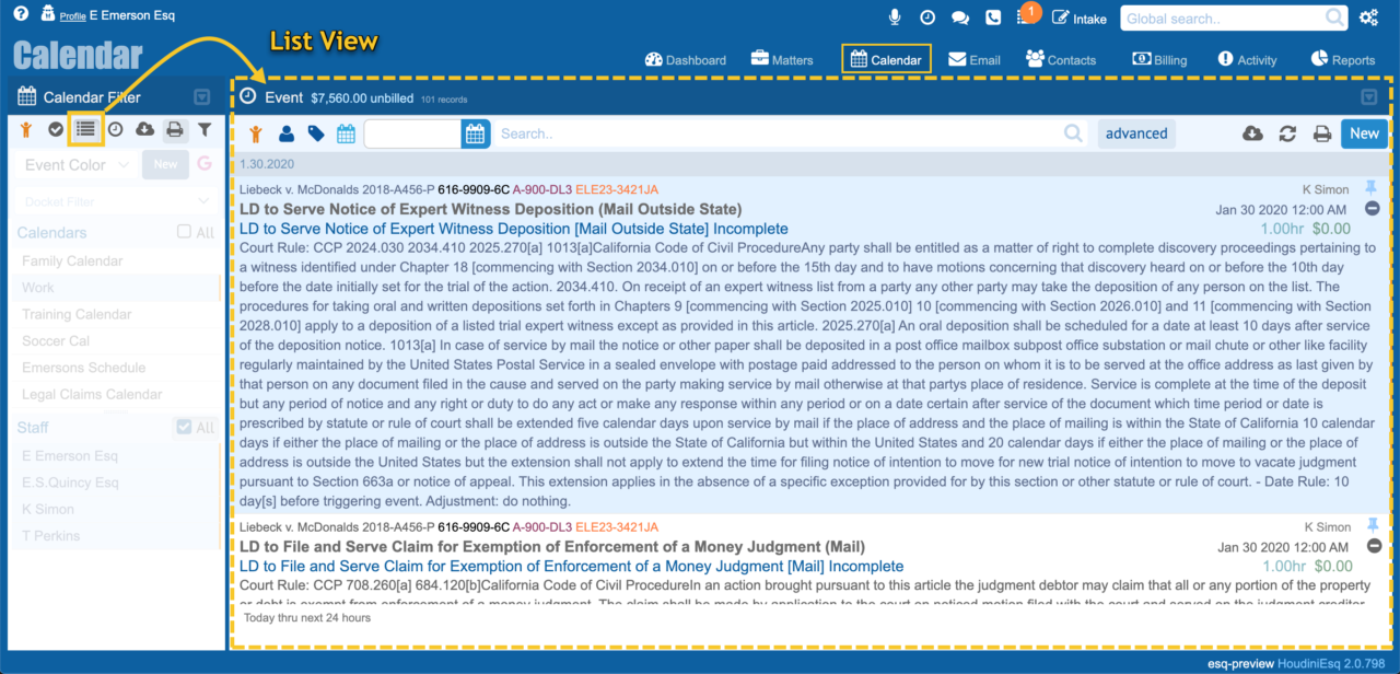 HoudiniEsq Calendaring and Docketing | HoudiniEsq Legal Practice ...
